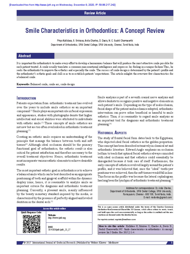 Smile Characteristics in Orthodontics: A Concept Review | Download Free ...