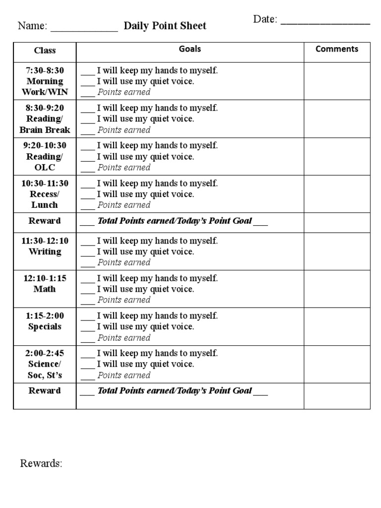 Daily Point Sheet | PDF