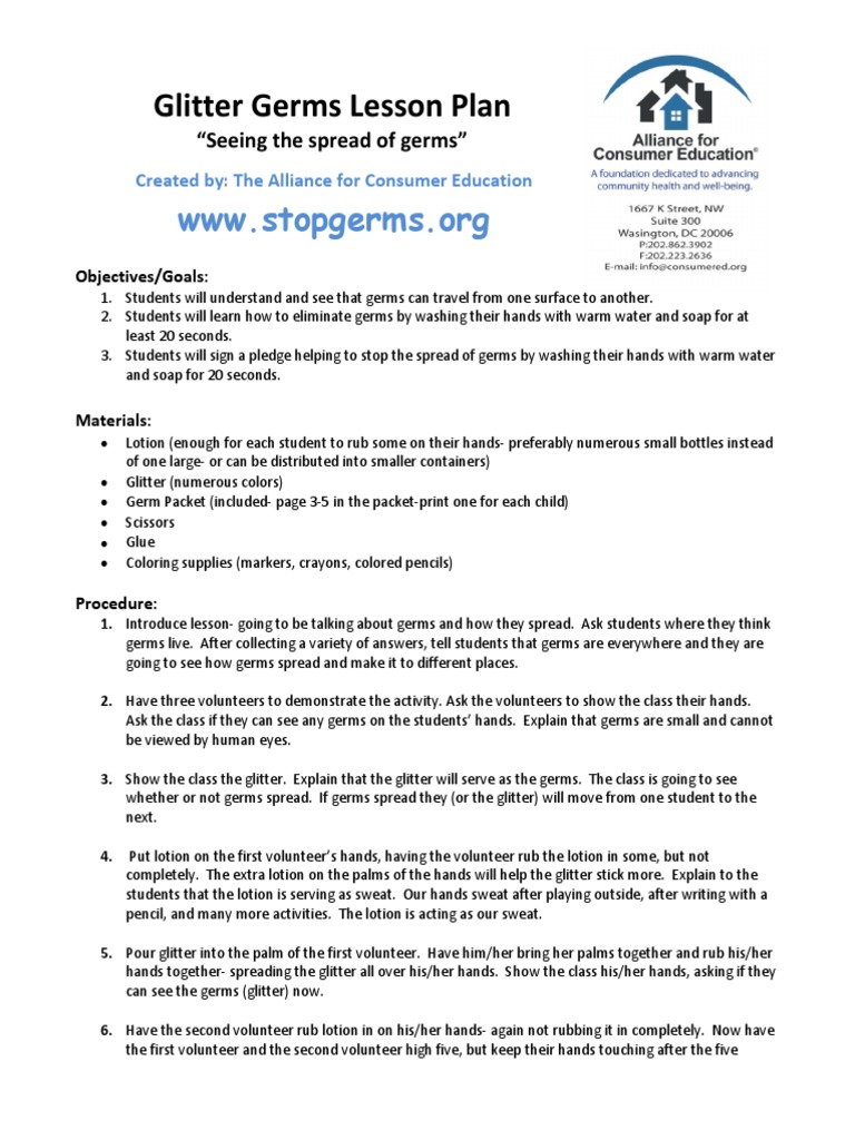 Glitter Germs: Teaching Germ Spread | PDF | Hand Washing