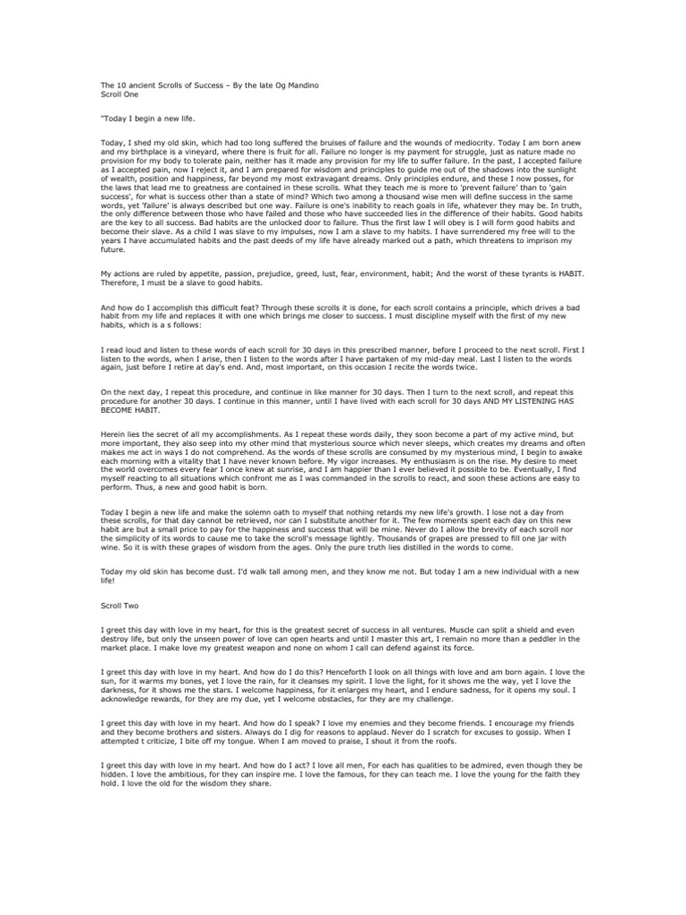 The 10 Scrolls of Success Explained | PDF | Laughter | Love