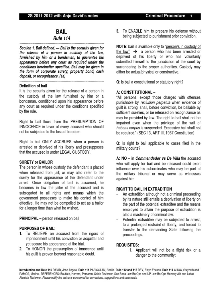 Law Students' Bail Guide | PDF | Bail | Burden Of Proof (Law)