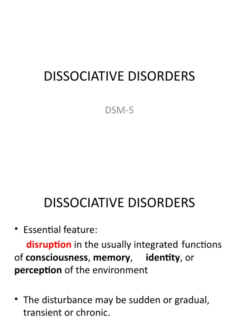 Overview of Dissociative Disorders | PDF | Dissociation (Psychology ...
