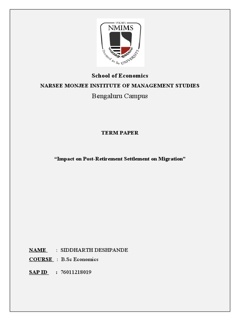 Siddharth Deshpande-Term Paper Development Economics | PDF | Human ...