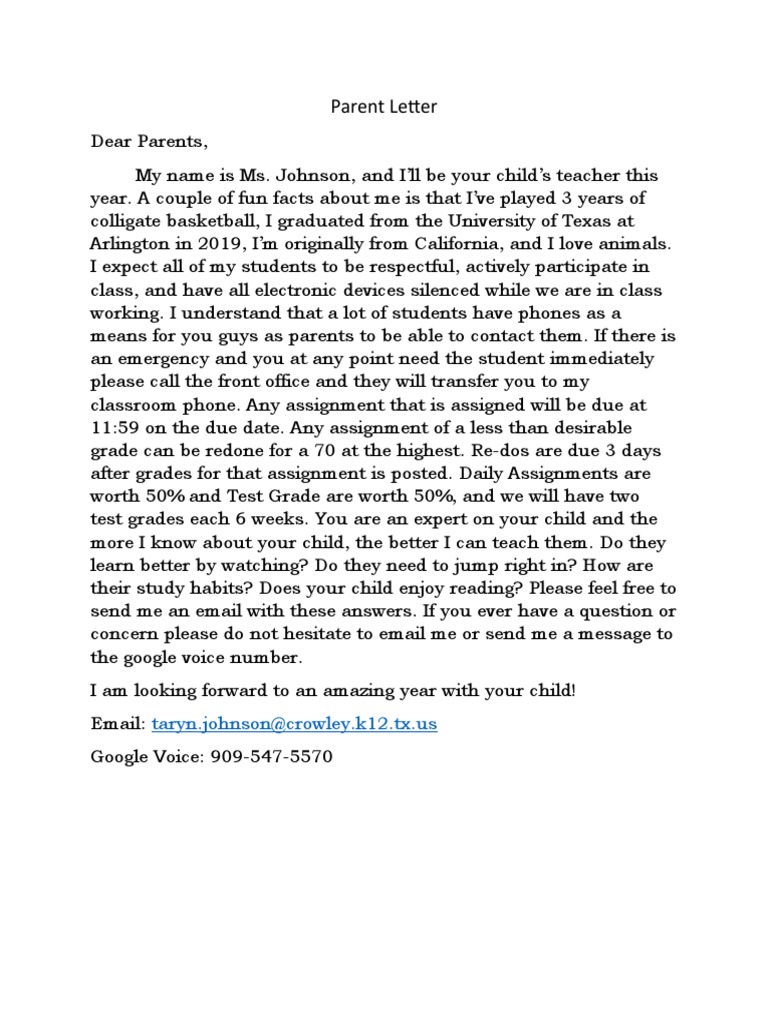 Parent Letter | PDF