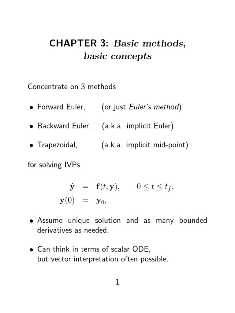 Basic ODE Methods: Forward, Backward Euler & Trapezoidal | PDF ...