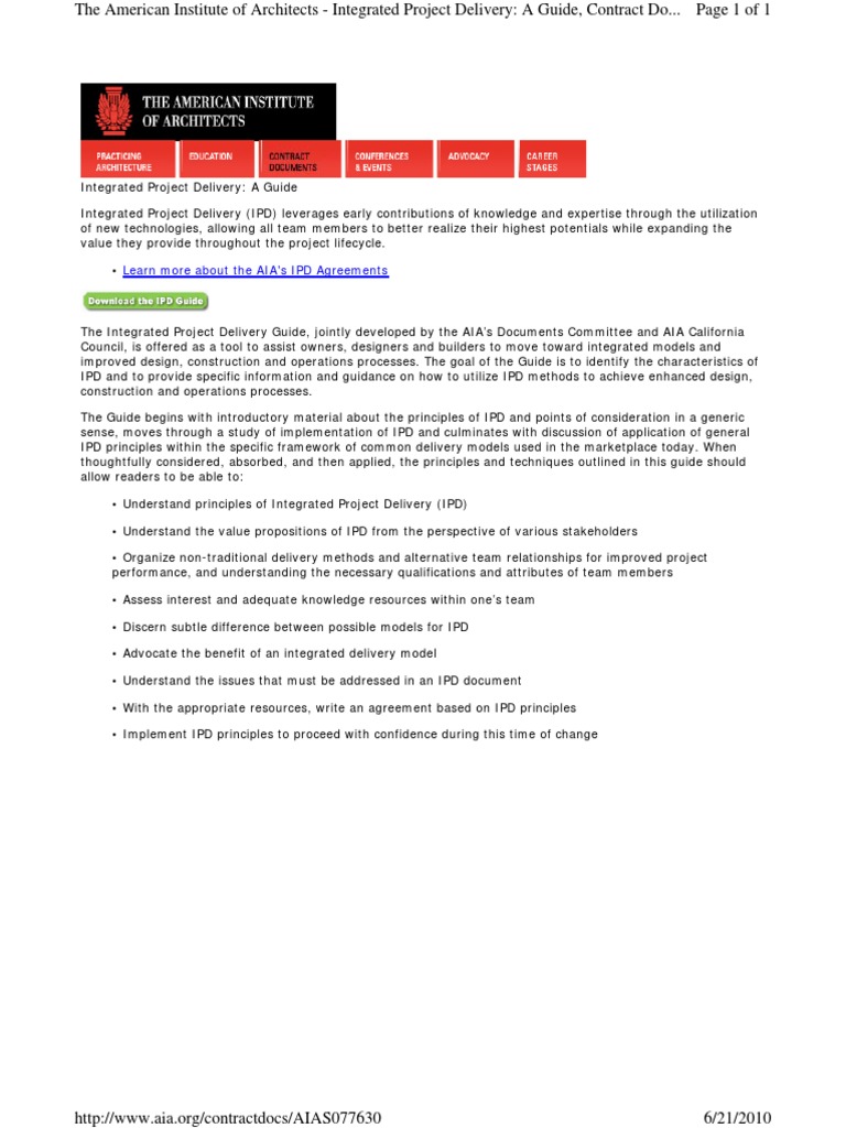 AIA Integrated Project Delivery - A Guide | PDF