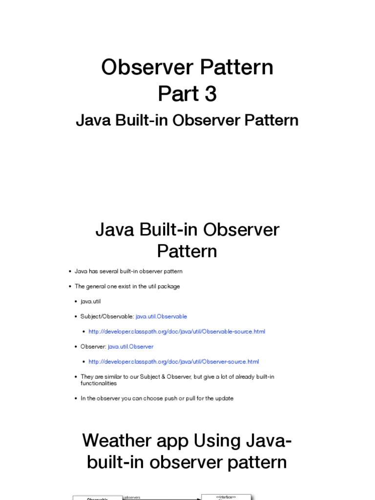 Java Built-In Observer Pattern | PDF | Class (Computer Programming) | Inheritance (Object ...