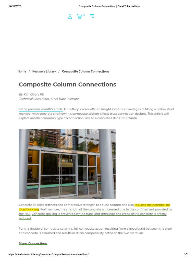 Composite Column Connections - Steel Tube Institute | PDF | Buckling ...