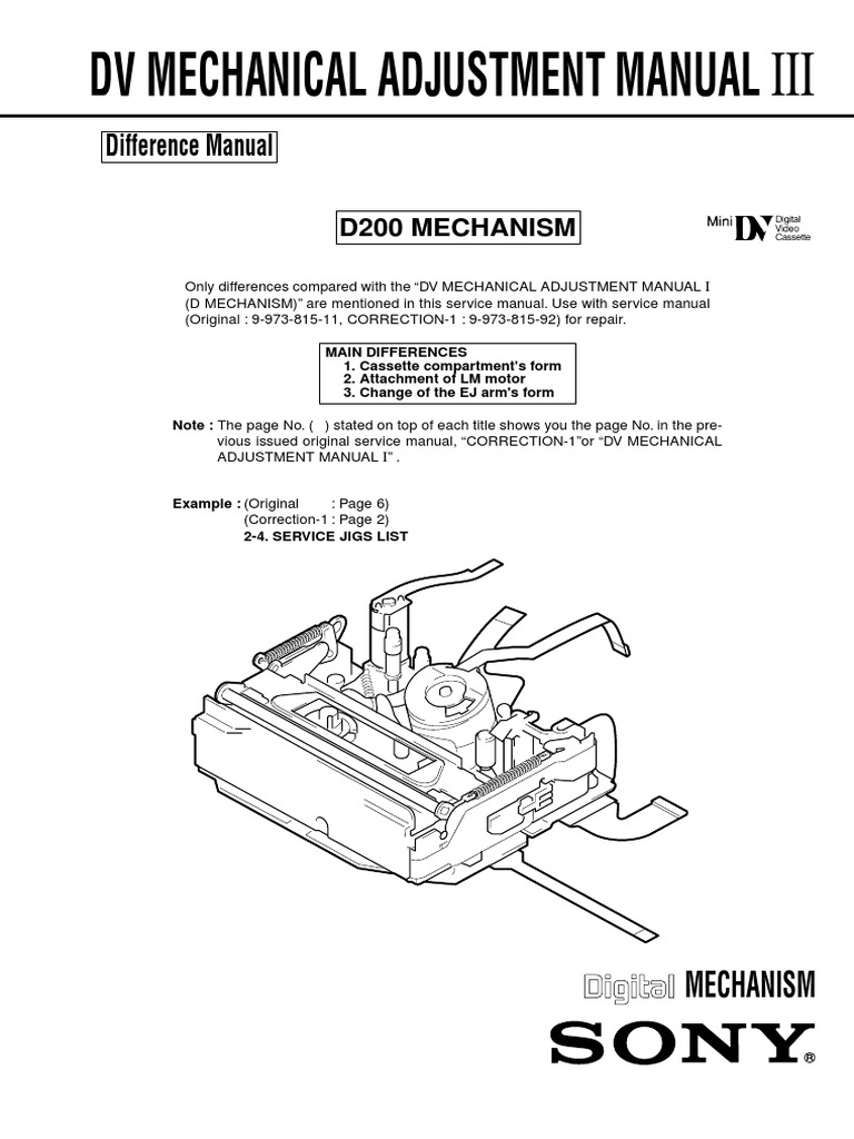 DV Mechanical Adjustment Manual | PDF | Electrical Connector | Screw