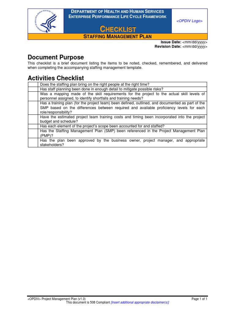 EPLC Staffing Management Checklist | PDF