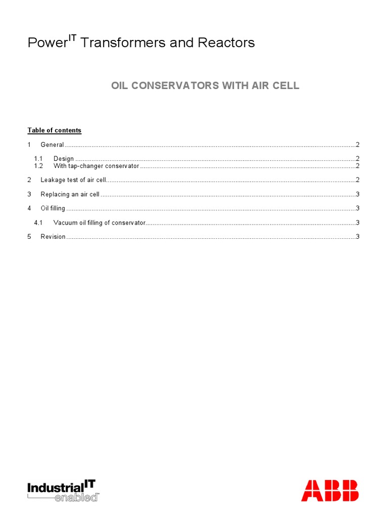 Power Transformers and Reactors: Oil Conservators With Air Cell | PDF ...