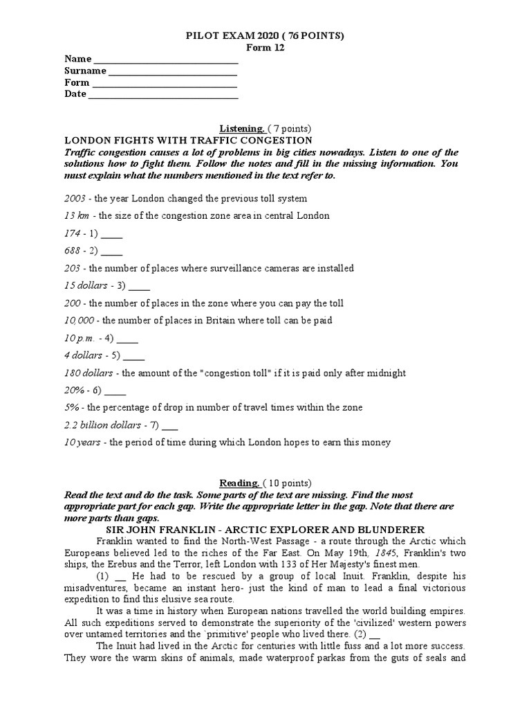 Pilot Exam 2020 | PDF | Inuit | Desert