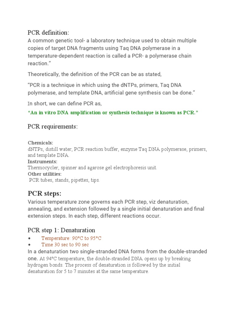 PCR Definition | PDF | Primer (Molecular Biology) | Taq Polymerase