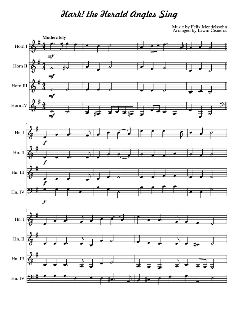 Hark! The Herald Angles Sing: Moderately | PDF