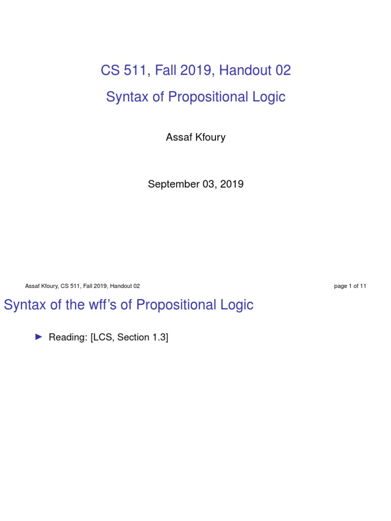 HD02.Propositional Logic Syntax | PDF | Applied Mathematics | Deductive Reasoning