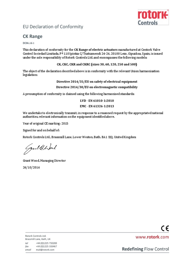 EU Declaration of Conformity and Declaration of Incorporation for the ...