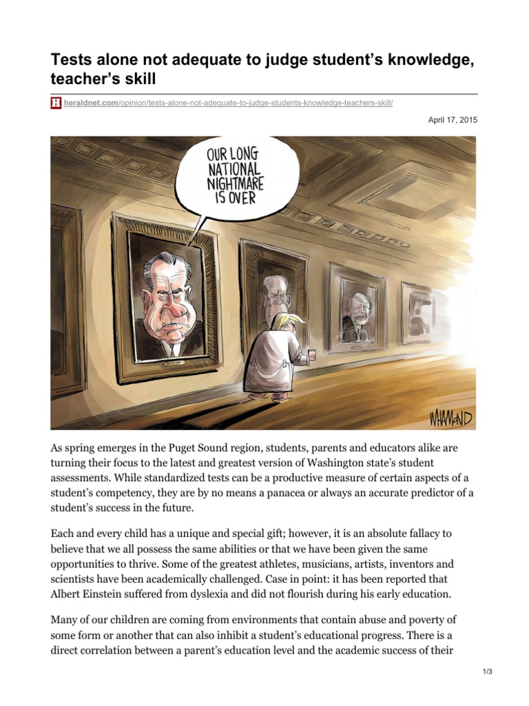 Tests Alone Not Adequate To Judge Students Knowledge Teachers Skill ...