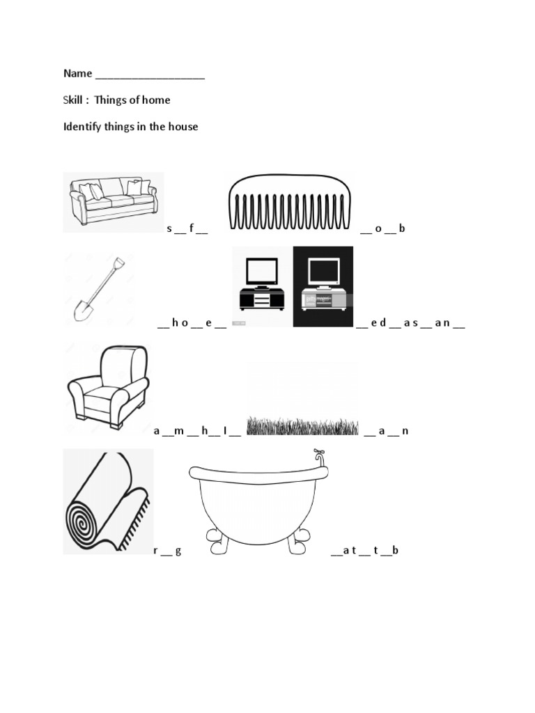 Name - Skill: Things of Home Identify Things in The House | PDF