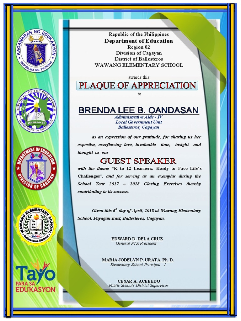 Certificate Guest Speaker | PDF