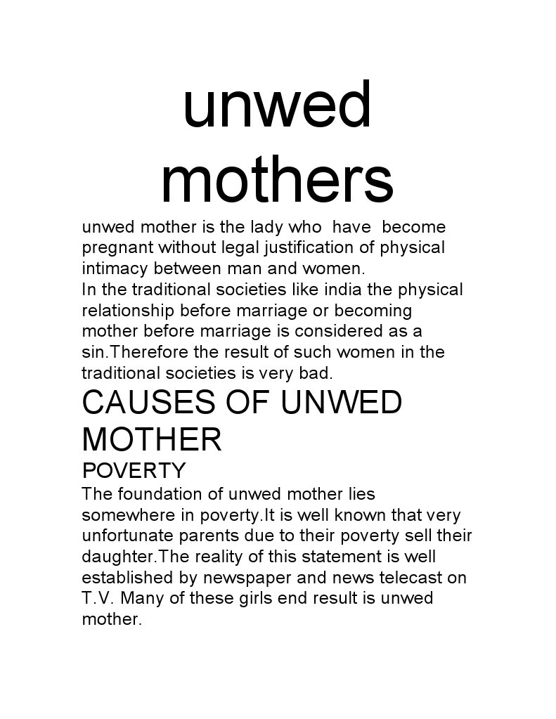 Unwed Mother | PDF | Human Sexual Activity | Single Parent