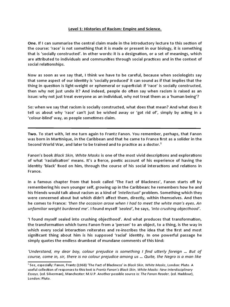 Racism - Lecture 2 - Histories of Racism | PDF | Race (Human ...