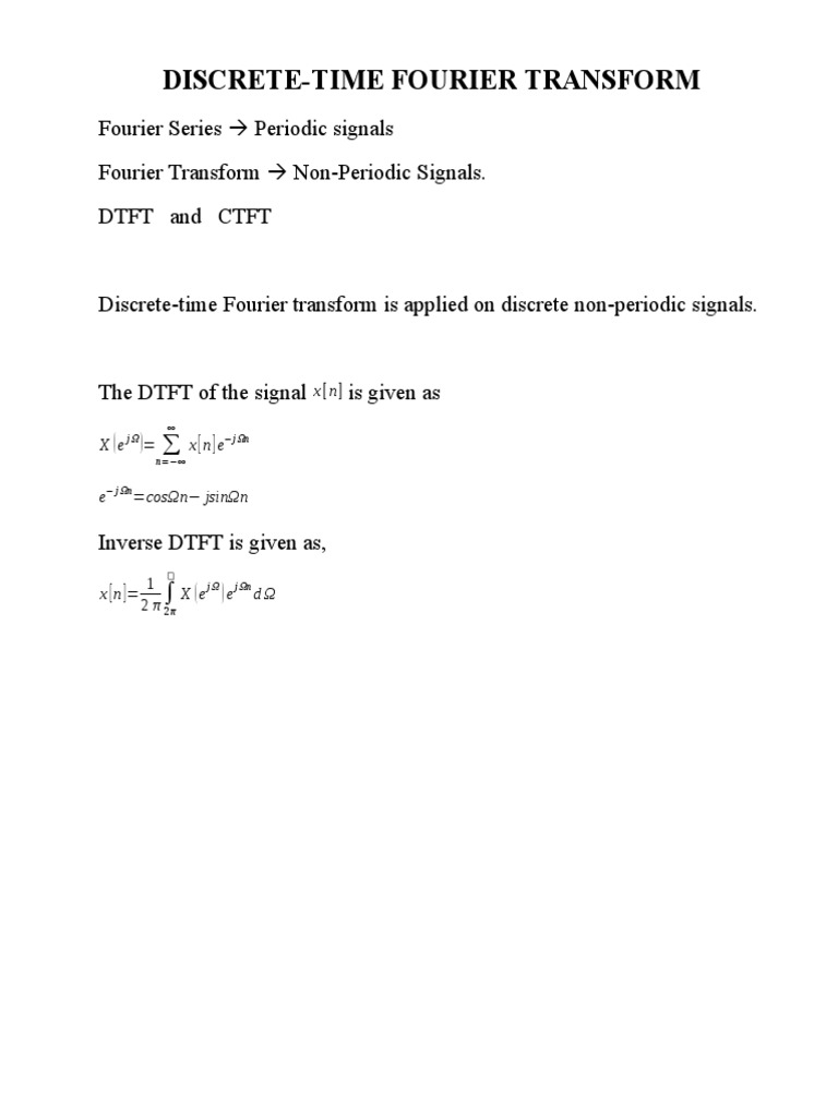 Discrete-Time Fourier Transform | PDF | Harmonic Analysis | Spectral Density