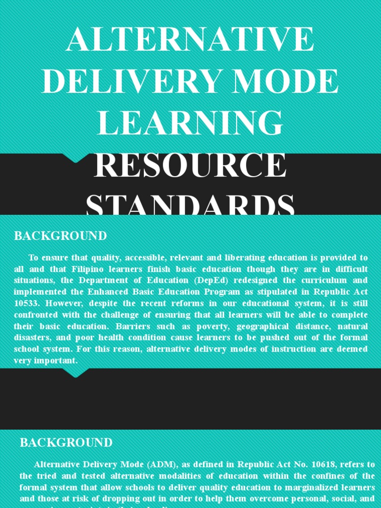 Alternative Delivery Mode Learning Resource Standards | PDF ...