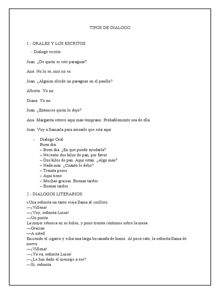 Tipos de Diálogo: Ejemplos y Clases | PDF