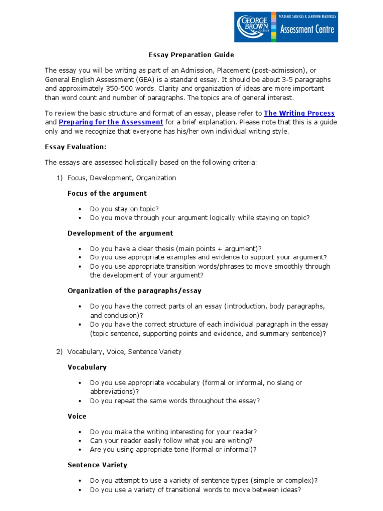 Essay Preparation Guide: The Writing Process Preparing For The ...