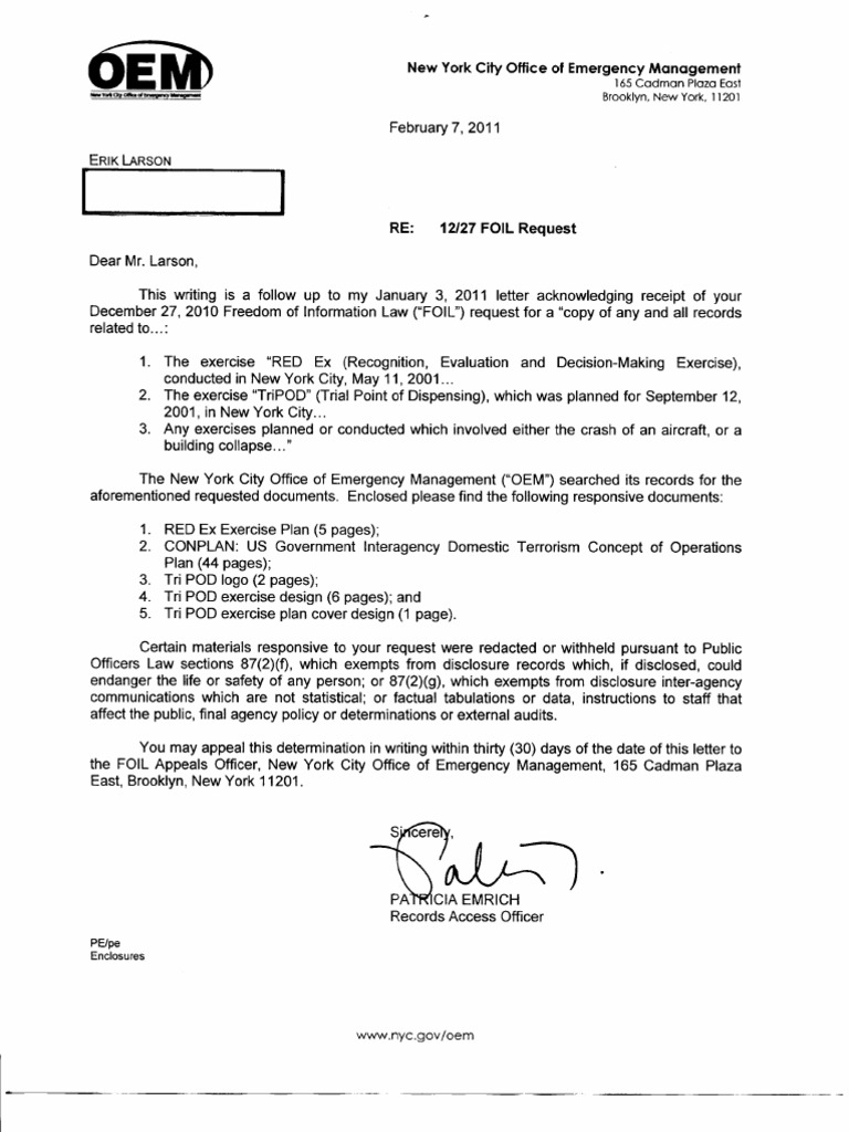 LarsonFOIA NYC OEM RedEx Tripod | PDF | Government Of The United States ...