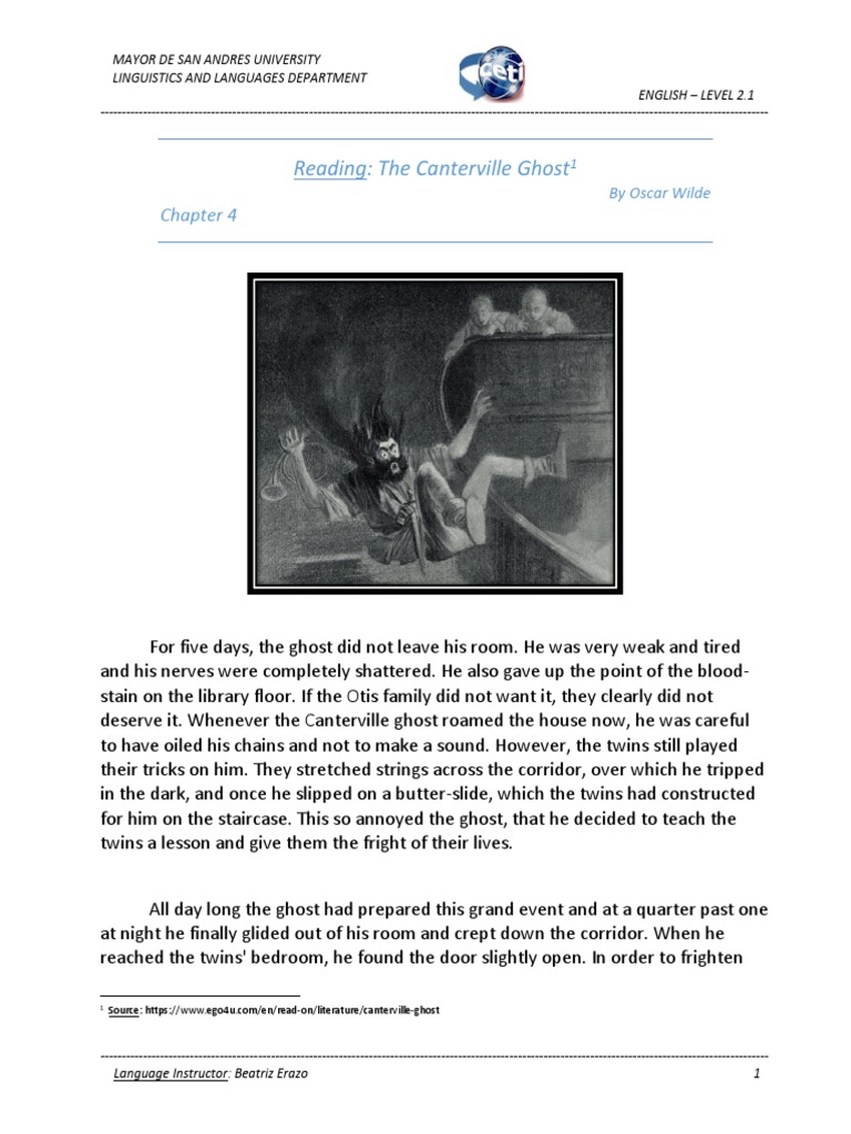 Reading: The Canterville Ghost: by Oscar Wilde | PDF