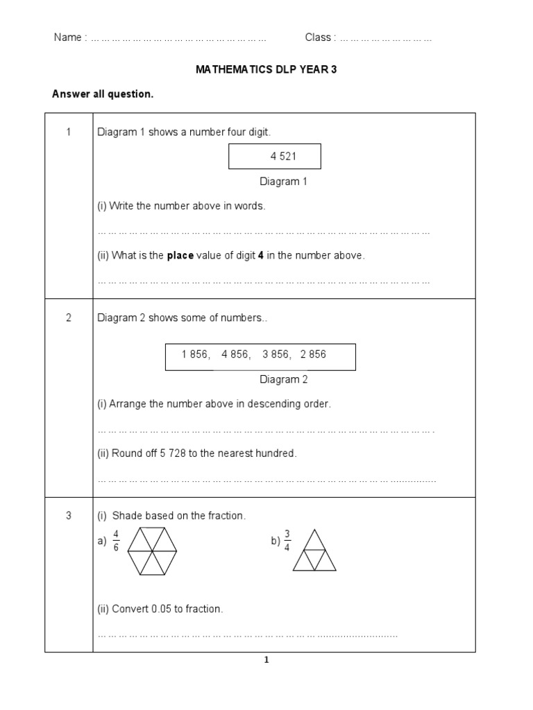 Mathematics DLP Year 3 | PDF | Teaching Mathematics