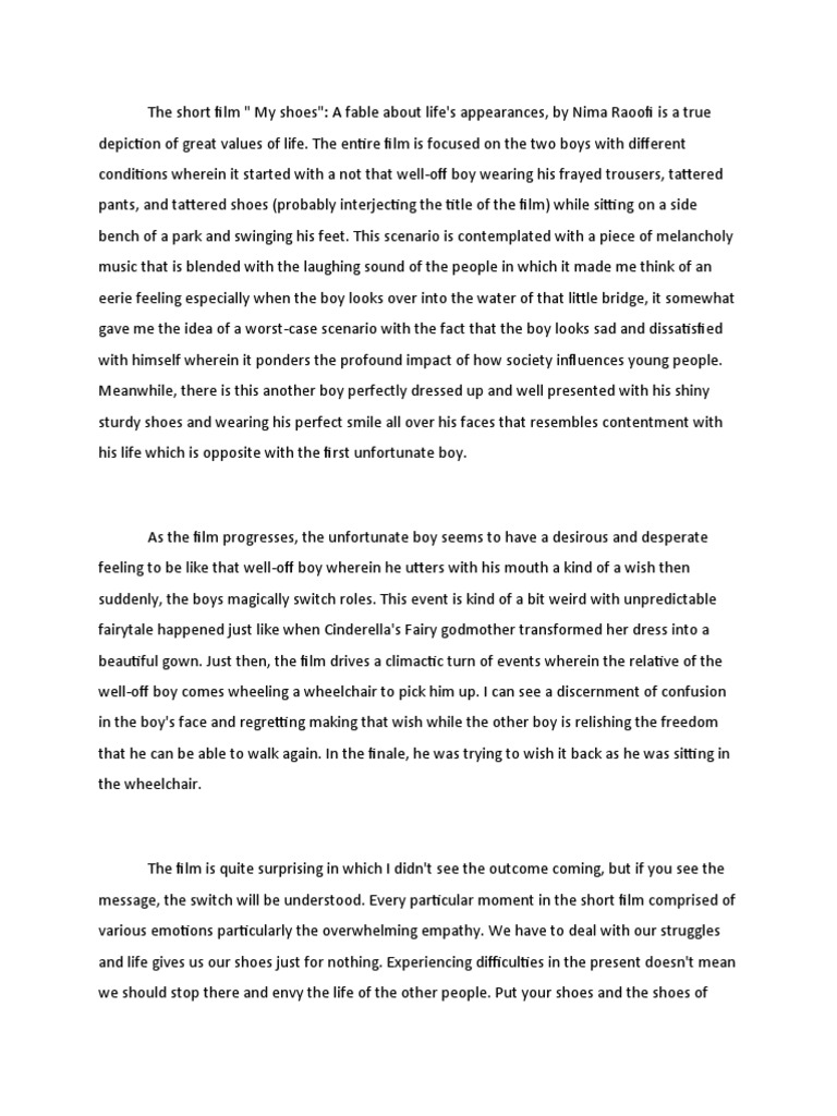 "My Shoes": A Fable on Life's Values | PDF | Happiness | Psychological ...