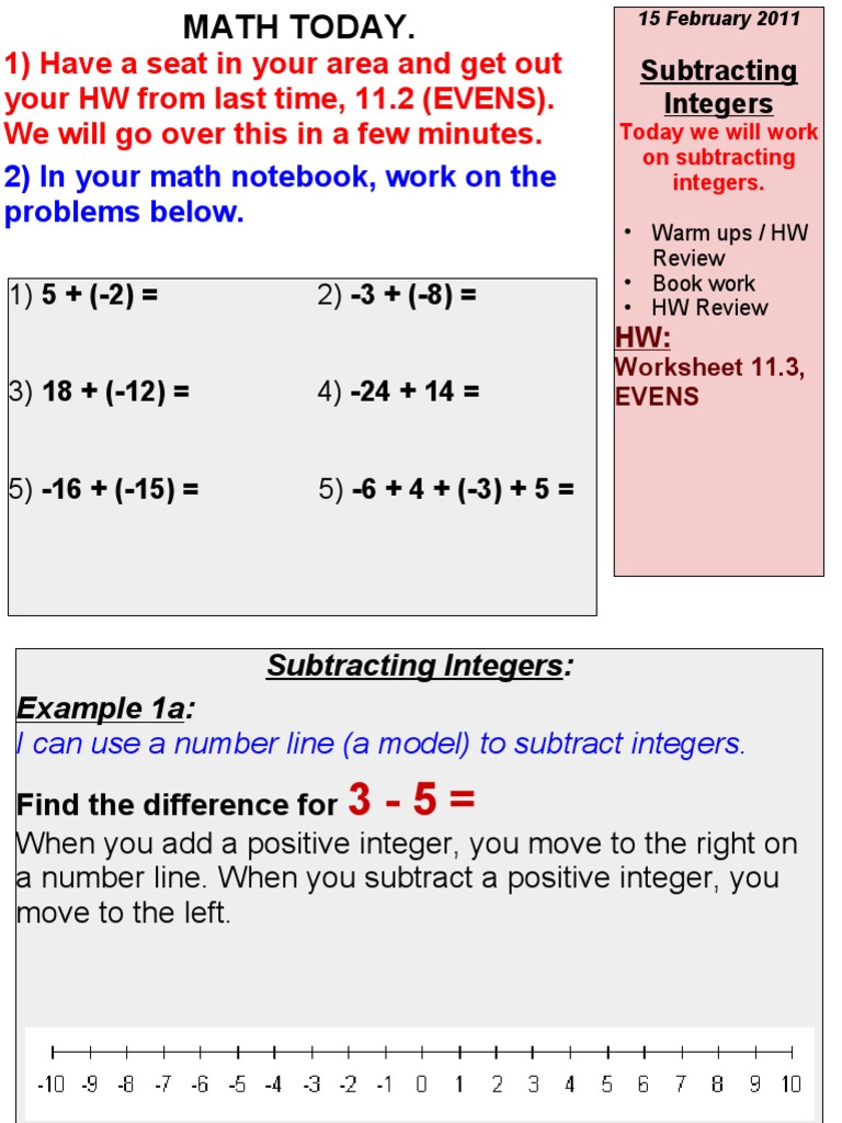 Integers Day 3 | PDF | Elementary Mathematics | Numbers