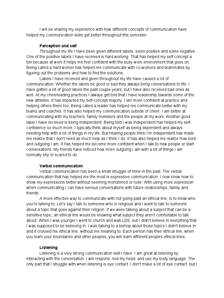 Reflection Paper | PDF | Nonverbal Communication | Body Language