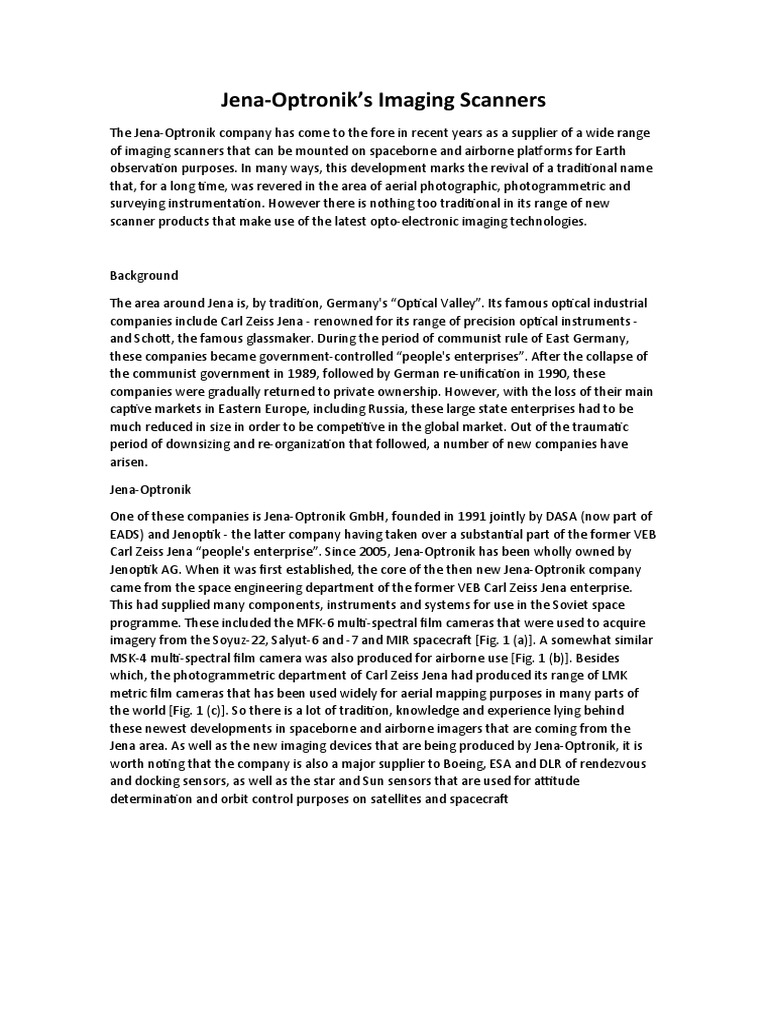 Jena-Optronik's Imaging Scanners | PDF | Imaging | Electromagnetic ...