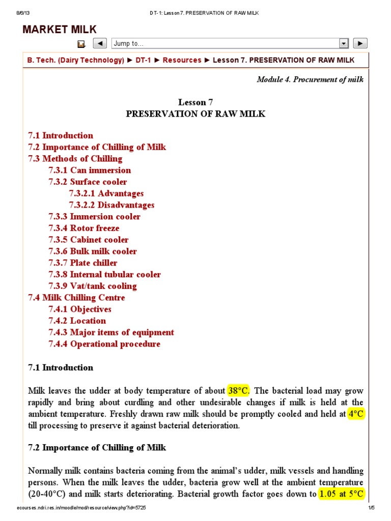 Methods for Raw Milk Preservation | PDF | Milk | Building Engineering