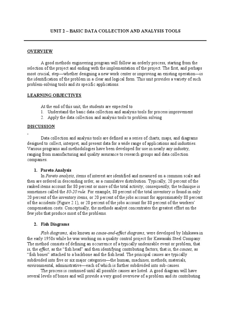 Unit 2 Basic Data Collection and Analysis Tools | PDF | Scatter Plot ...