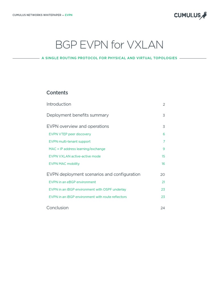 BGP Evpn For Vxlan: Deployment Benefits Summary EVPN Overview and Operations | PDF | Computer ...