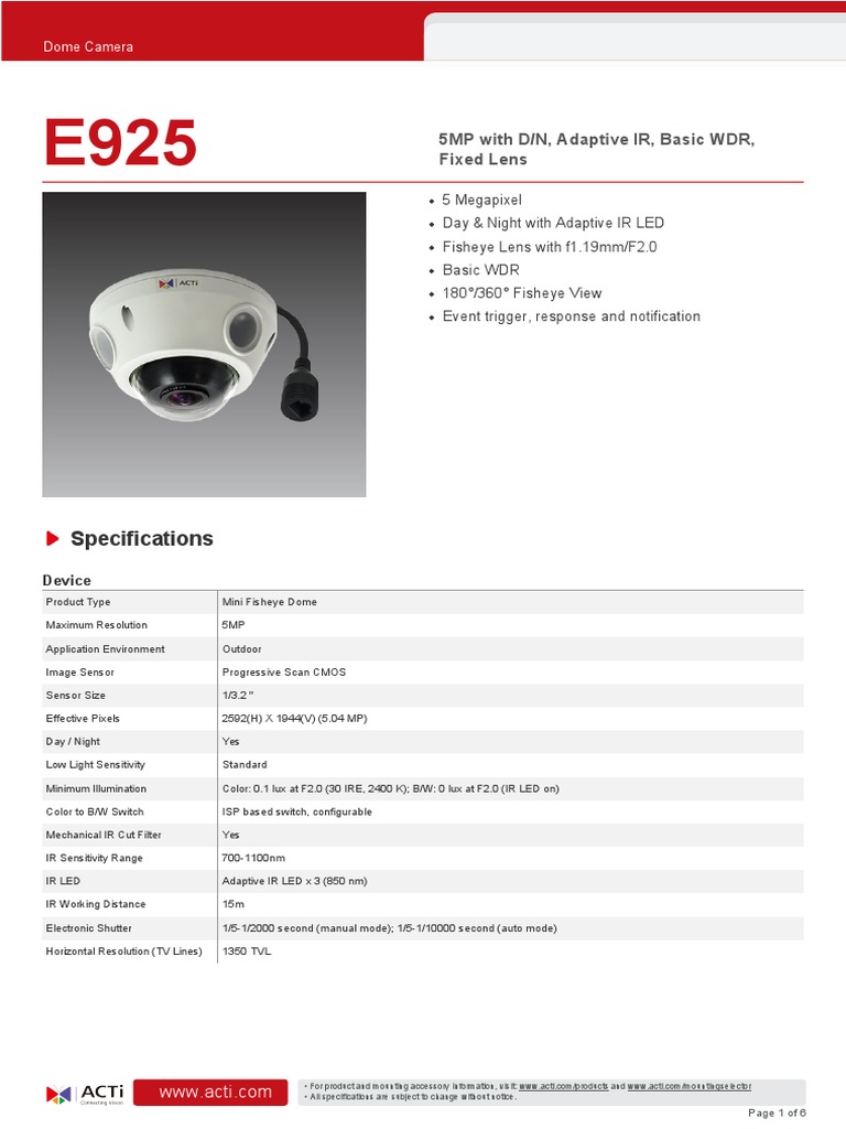 Specifications: 5MP With D/N, Adaptive IR, Basic WDR, Fixed Lens | PDF ...