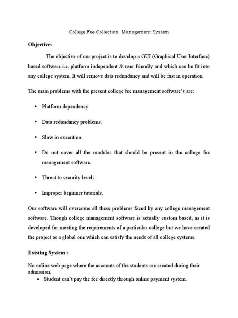College Fee Management System | PDF | Fee | Payments