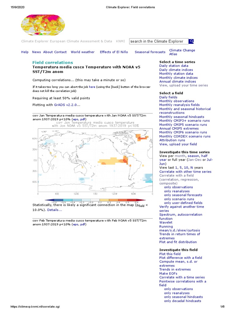 Climate Explorer - Field Correlations | PDF | Time Series | Meteorology