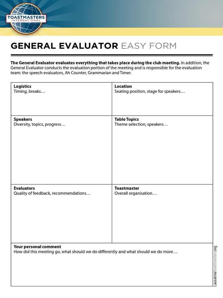 General Evaluator: Easy Form | PDF