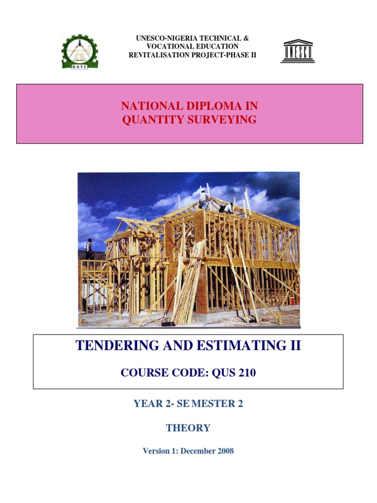 QUS 210 - Tendering & Estimating II | PDF | Concrete | Labour Economics