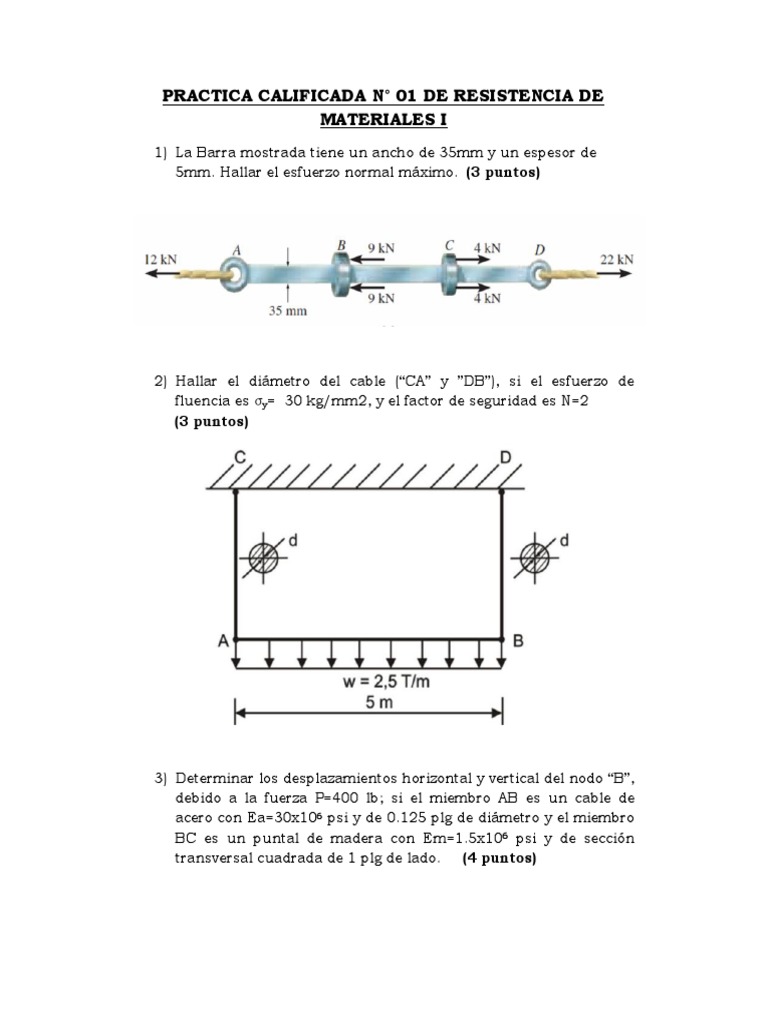 Practica Calificada I Resistencia de Materiales | PDF