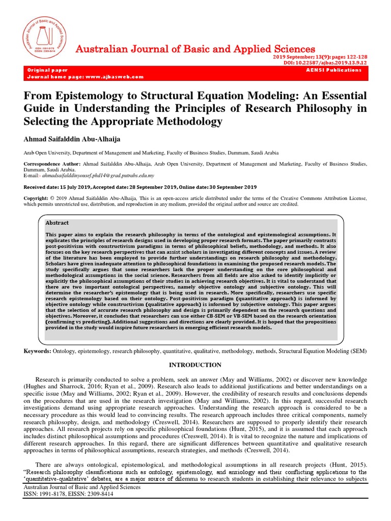 From Epistemology To Structural Equation Modeling: An Essential Guide ...
