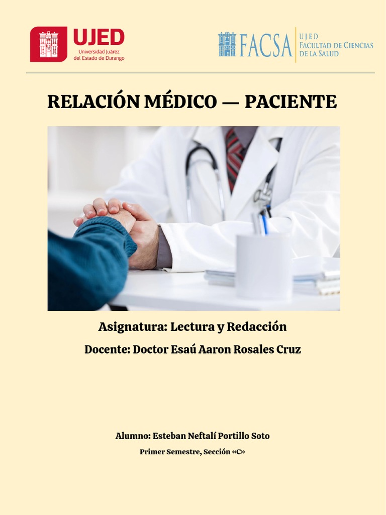 Relación Médico-Paciente - Esteban Neftalí Portillo Soto 1C PDF | PDF | Médico | Paciente