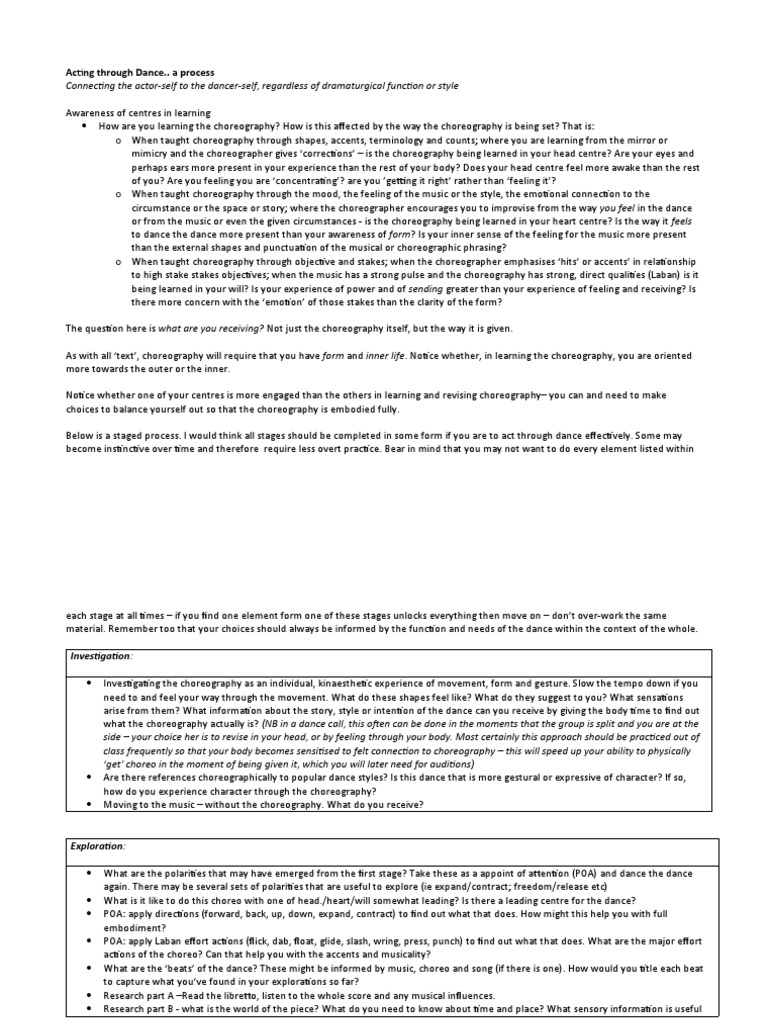 Connecting The Actor-Self To The Dancer-Self, Regardless of ...