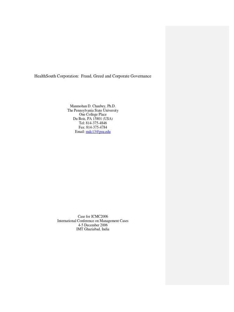 HealthSouth Fraud Case Overview | PDF | Corporate Law | Prosecution