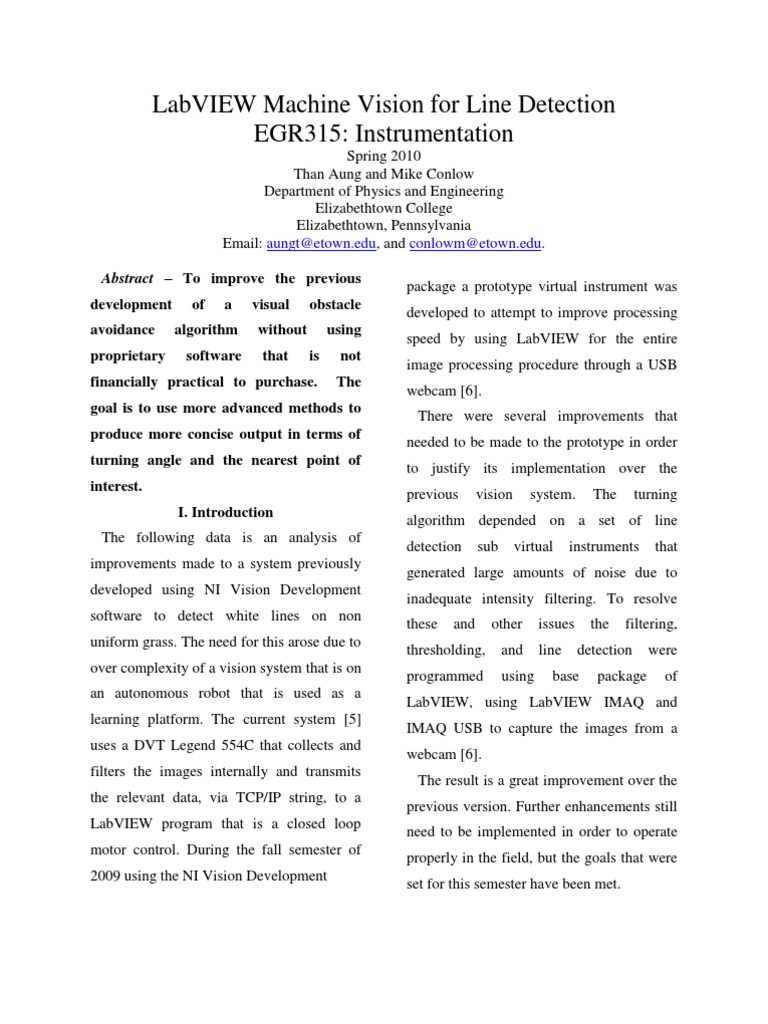 Machine Vision For Line Detection With Labview | PDF | Convolution ...